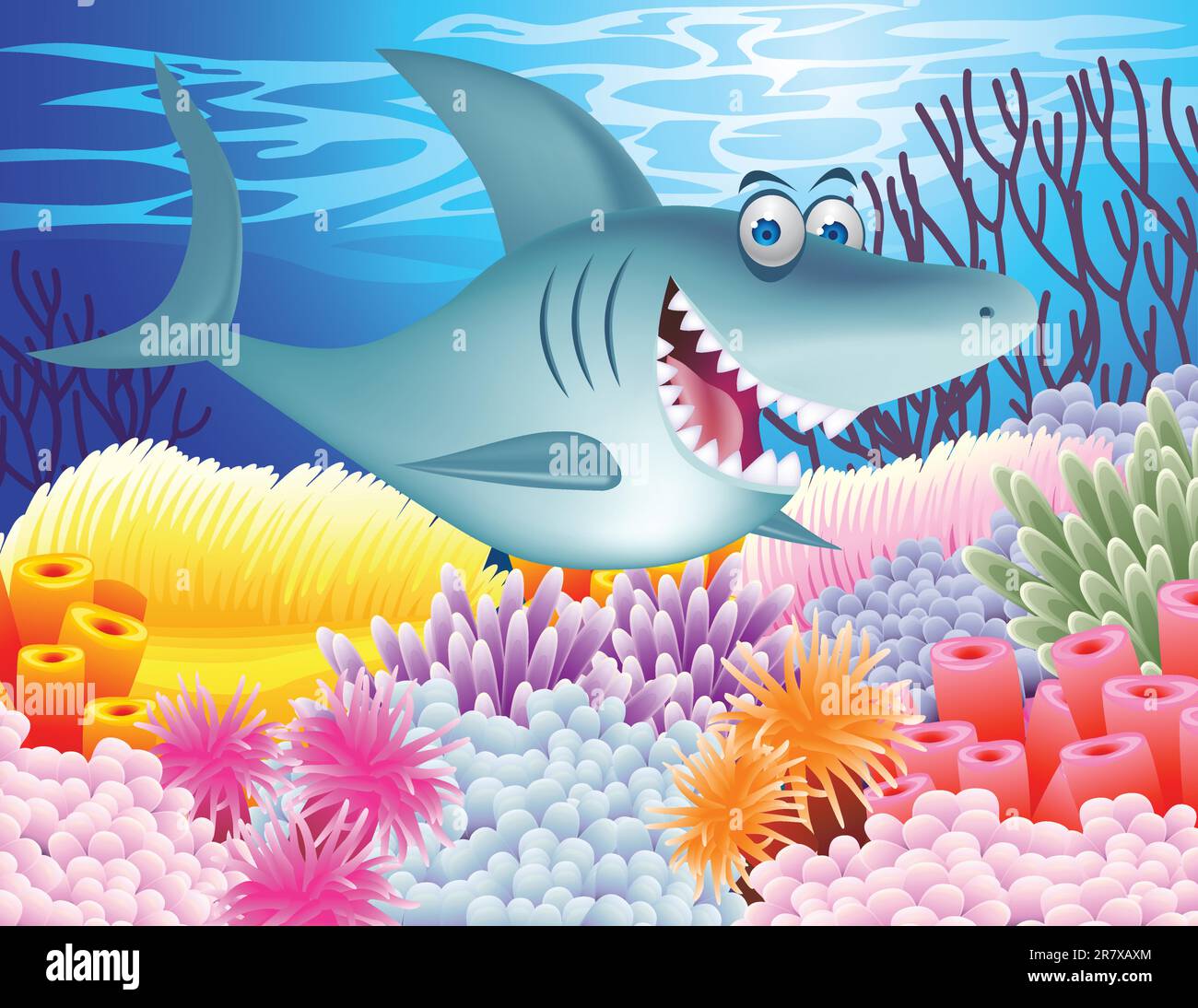 Shark cartoon illustration Immagini Vettoriali Stock - Alamy