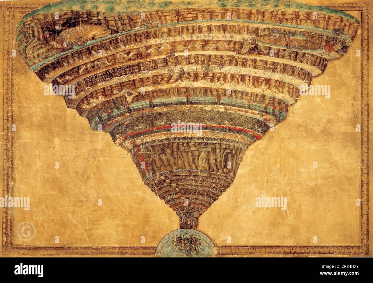 Alessandro Botticelli – Inferno (Chart of Hell) , Divina Commedia ...