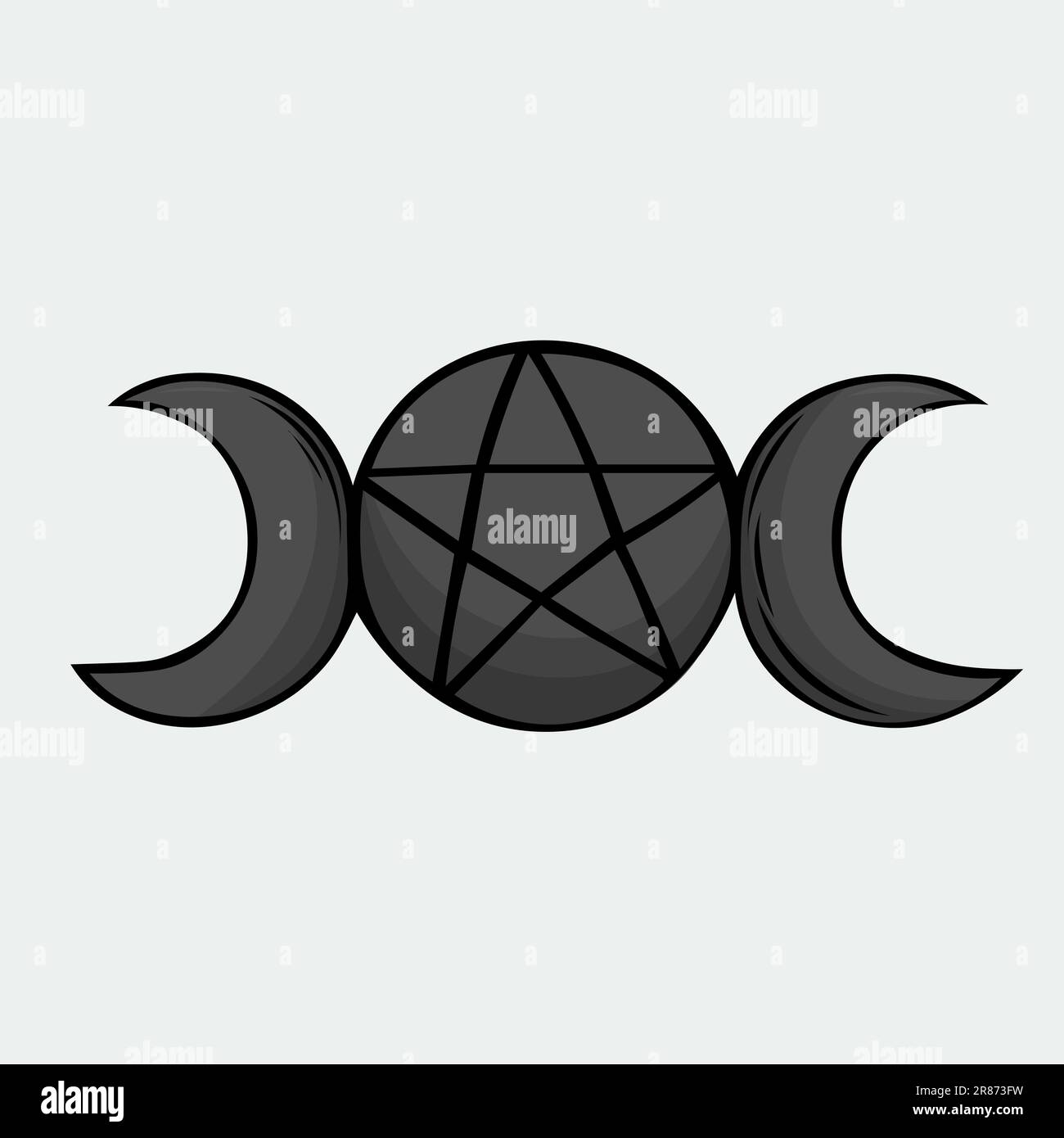 Simboli Wiccan disegnati a mano, simbolo della dea tripla ...