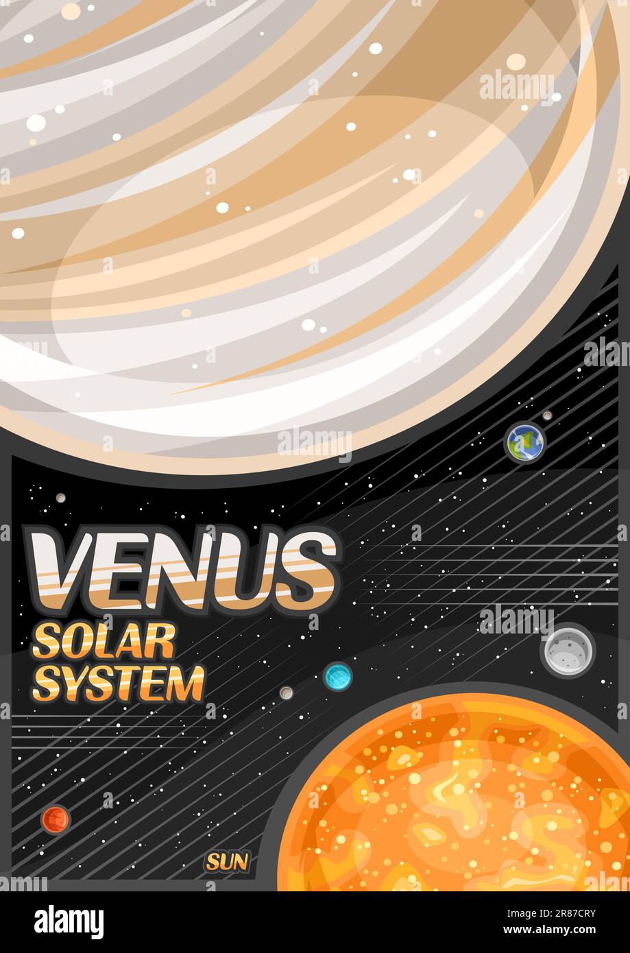 Vector Poster for Venus, banner verticale decorativo con illustrazione ...