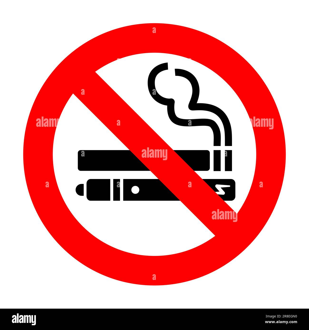 Cartello di divieto di fumo. Icona del segno di divieto isolata su ...