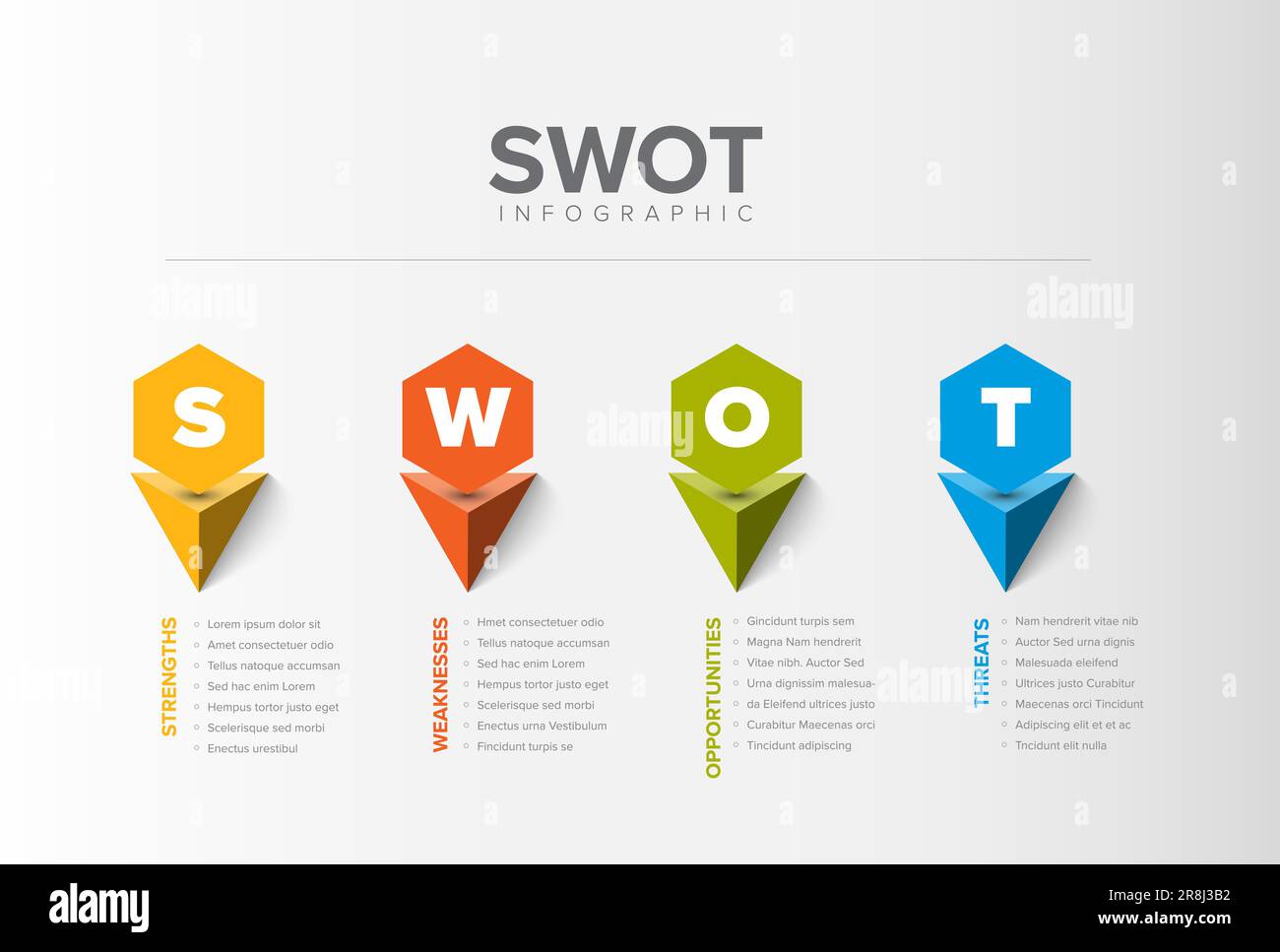 Modello di schema del diagramma Vector SWOT (punti di forza, punti ...