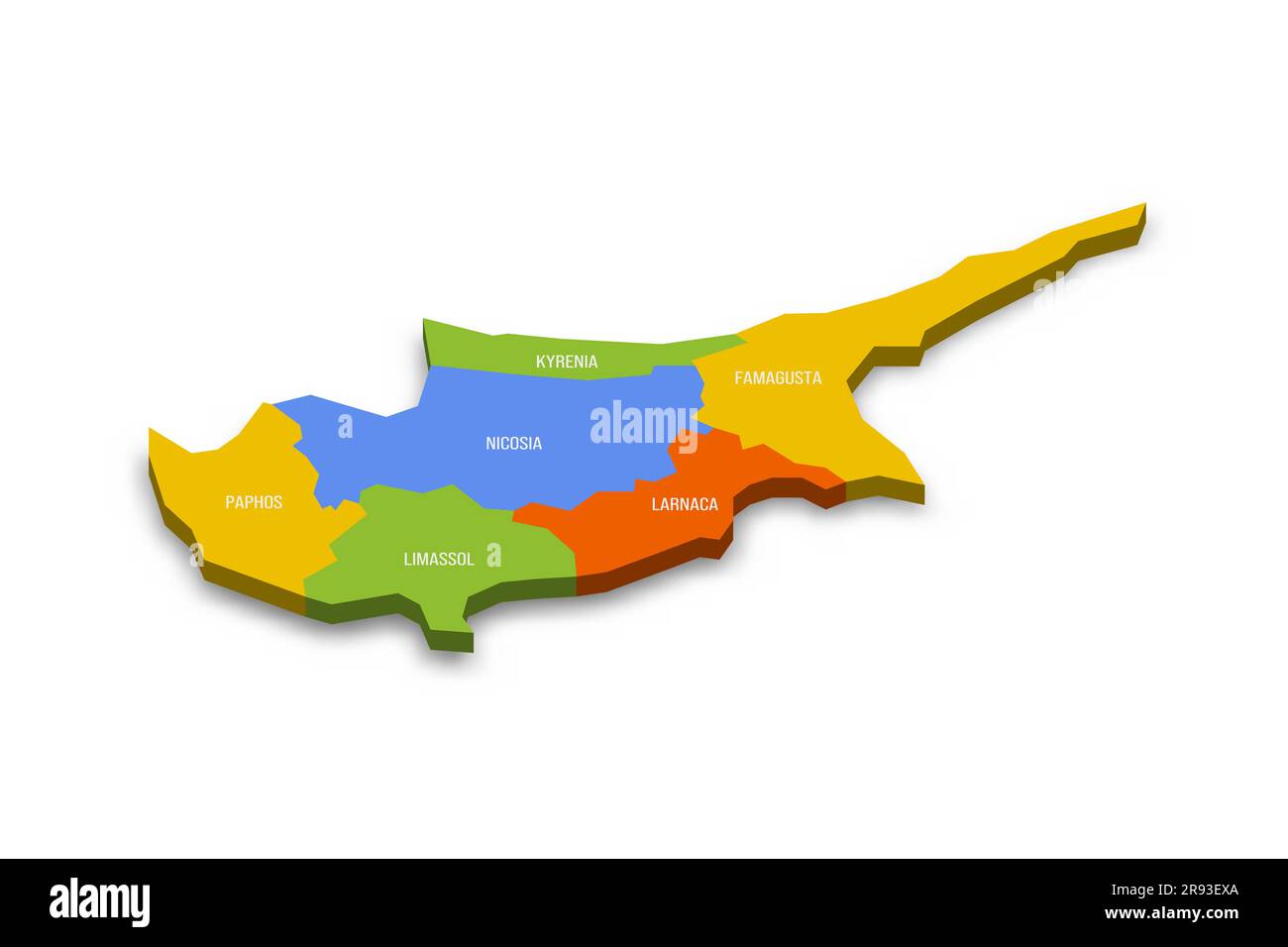 Mappa politica di Cipro delle divisioni amministrative - distretti ...