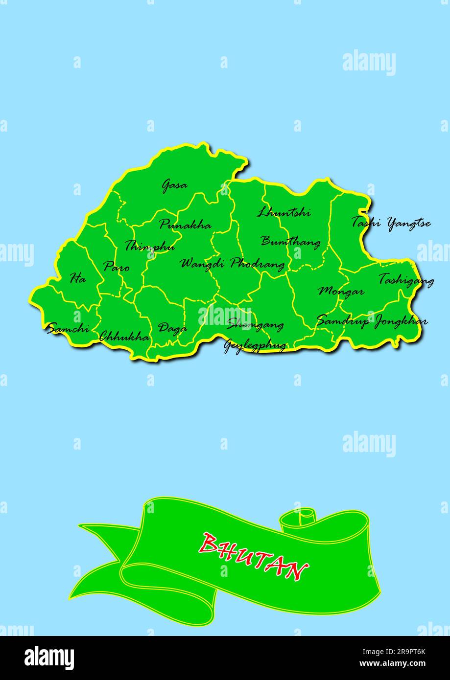 Mappa della bandiera del bhutan immagini e fotografie stock ad alta ...