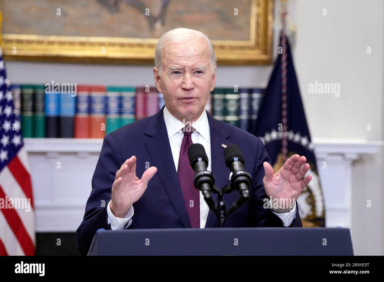 Il presidente degli Stati Uniti Joe Biden pronuncia osservazioni sulla ...