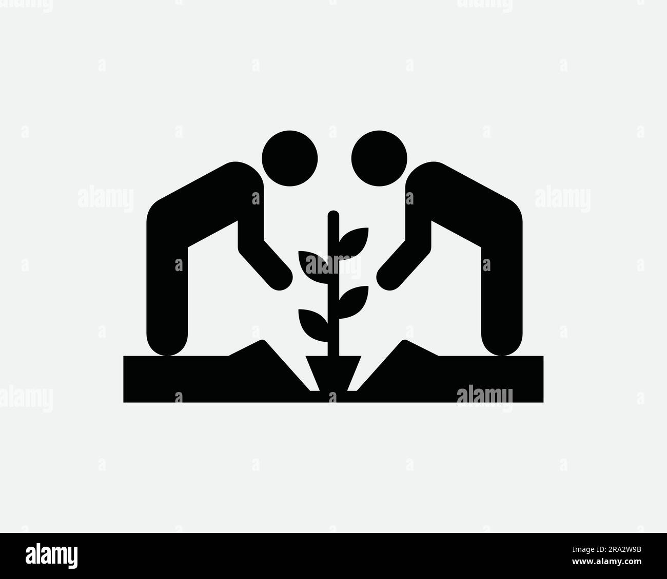 Icona piantumazione di alberi ambiente verde cura delle piante persone ...