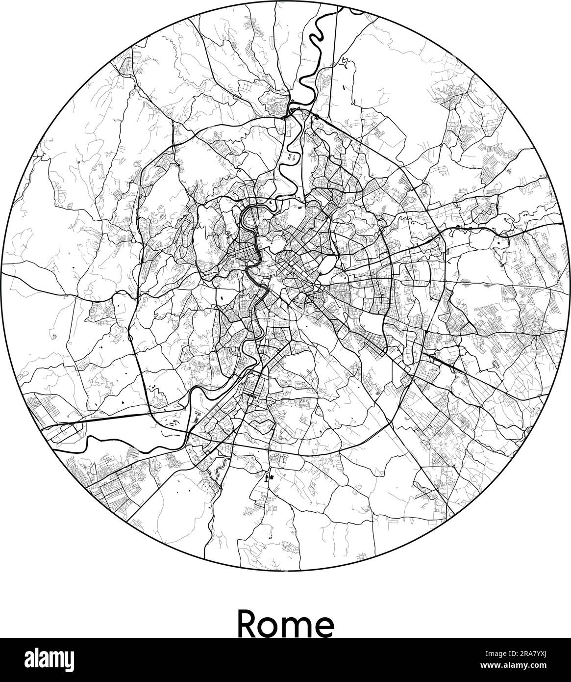Mappa della città Roma Italia Europa illustrazione vettoriale bianco e ...