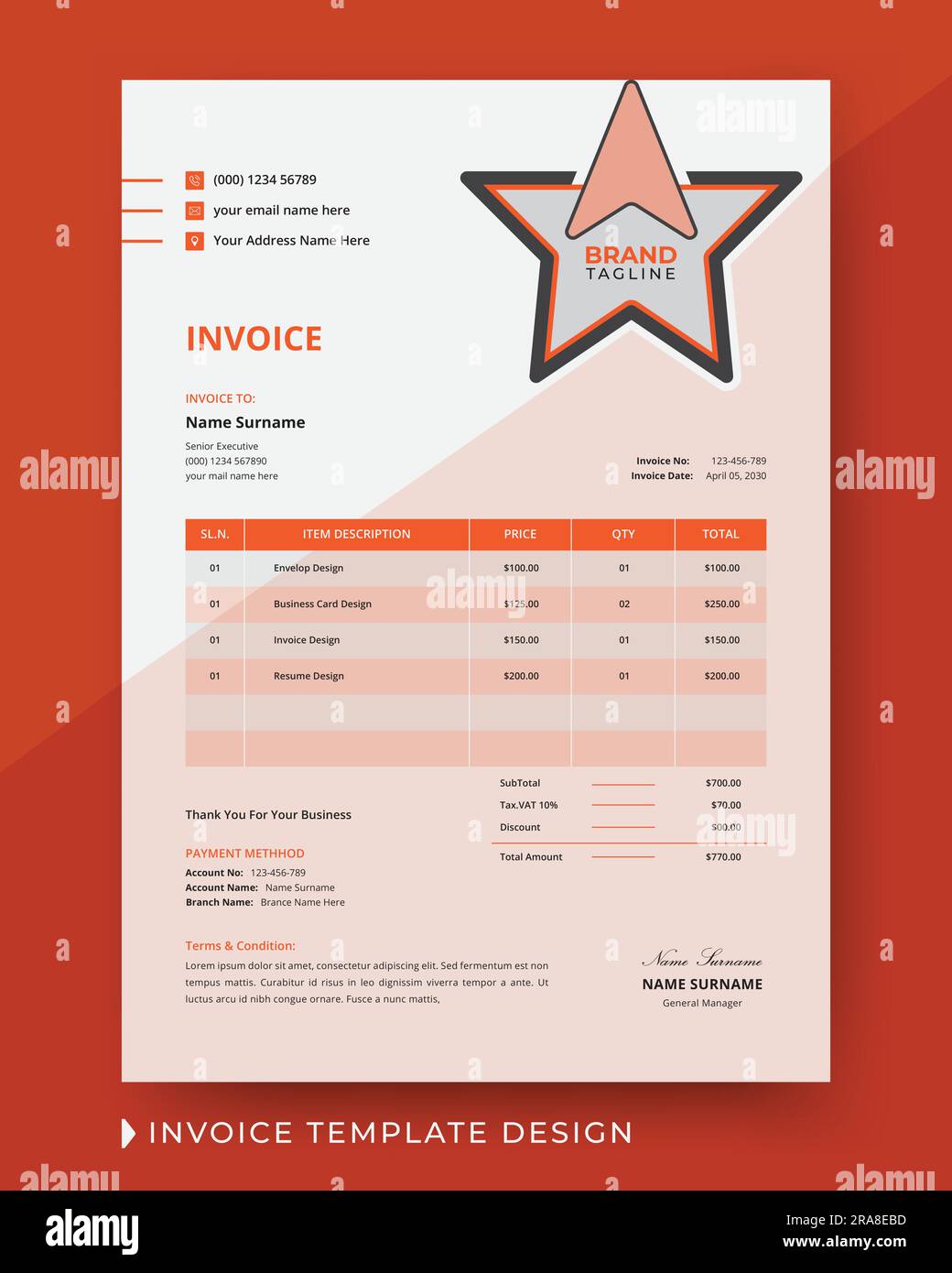 Carta intestata della fattura Immagini Vettoriali Stock - Alamy