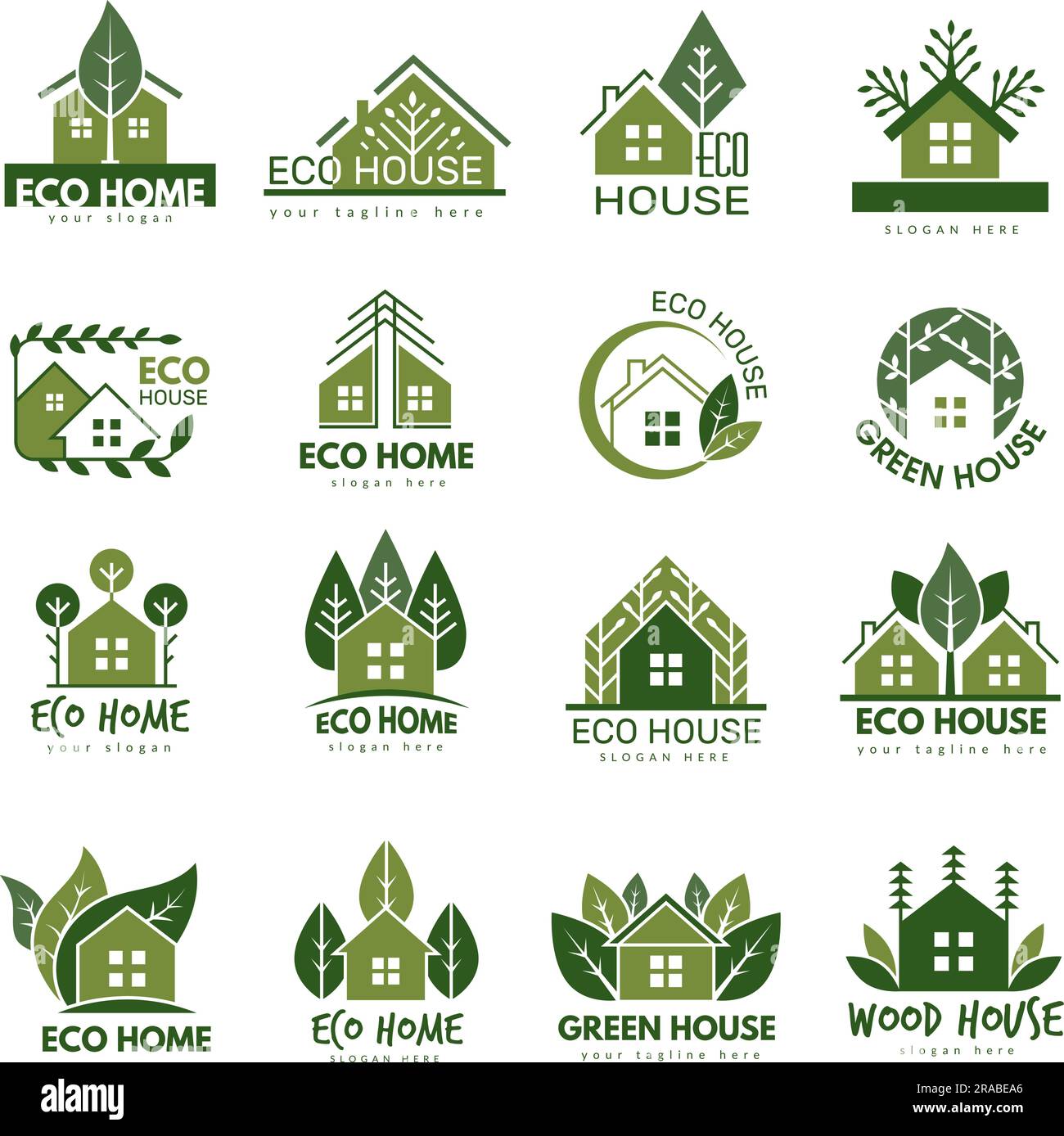 Eco House. Loghi e simboli della casa in legno modelli di immobili ...