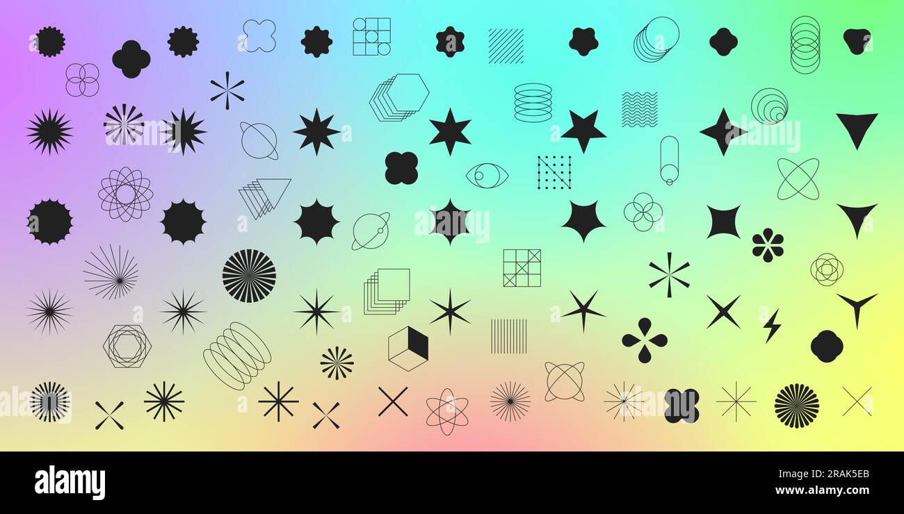 Astratto brutalismo geometrico memphis Shapes. Collezione di elementi ...