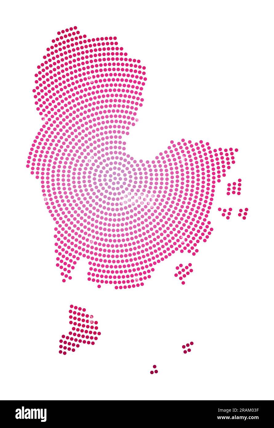 Redang Island mappa punteggiata. Forma in stile digitale di Redang ...