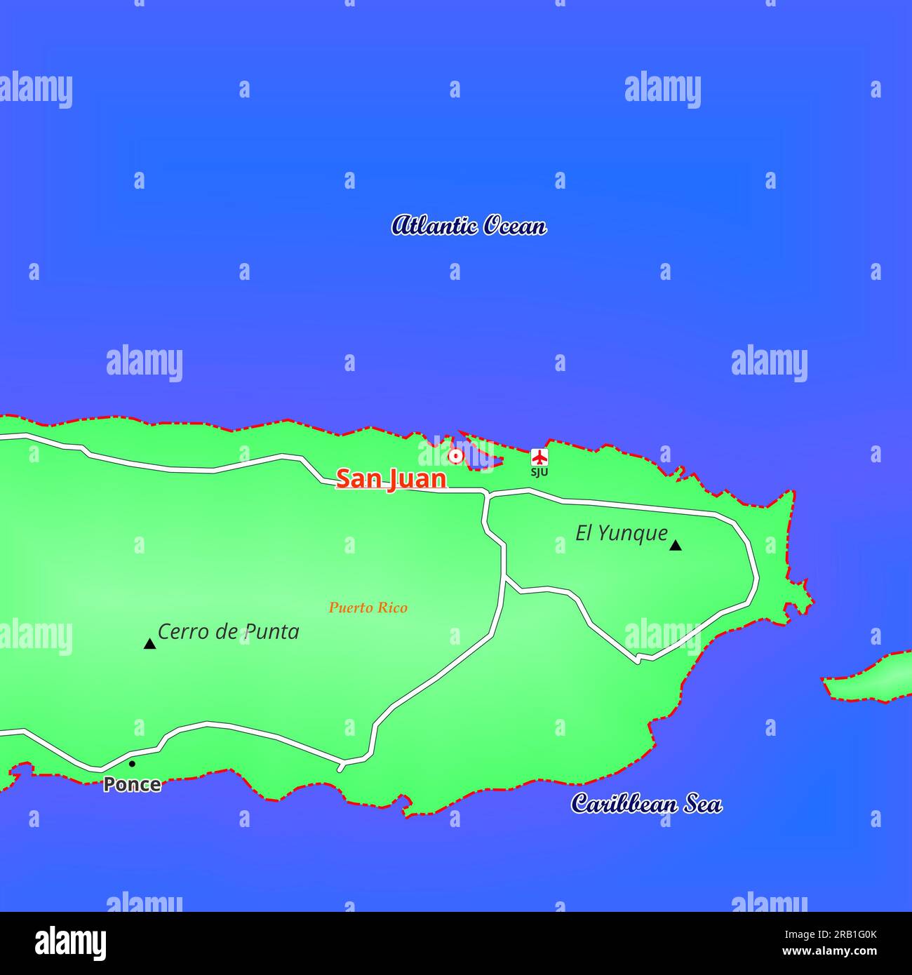 Puerto rico mappa stampabile immagini e fotografie stock ad alta ...