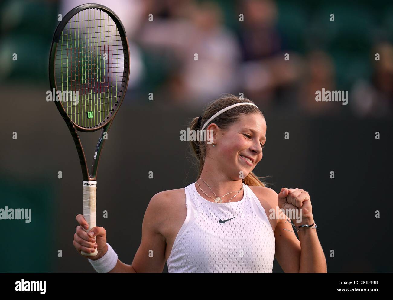 Hannah Klugman festeggia la vittoria del suo match singolo femminile il ...