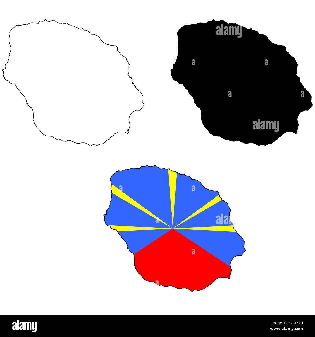Mappa Reunion. Contorno della mappa della riunione. Mappa vettoriale la ...
