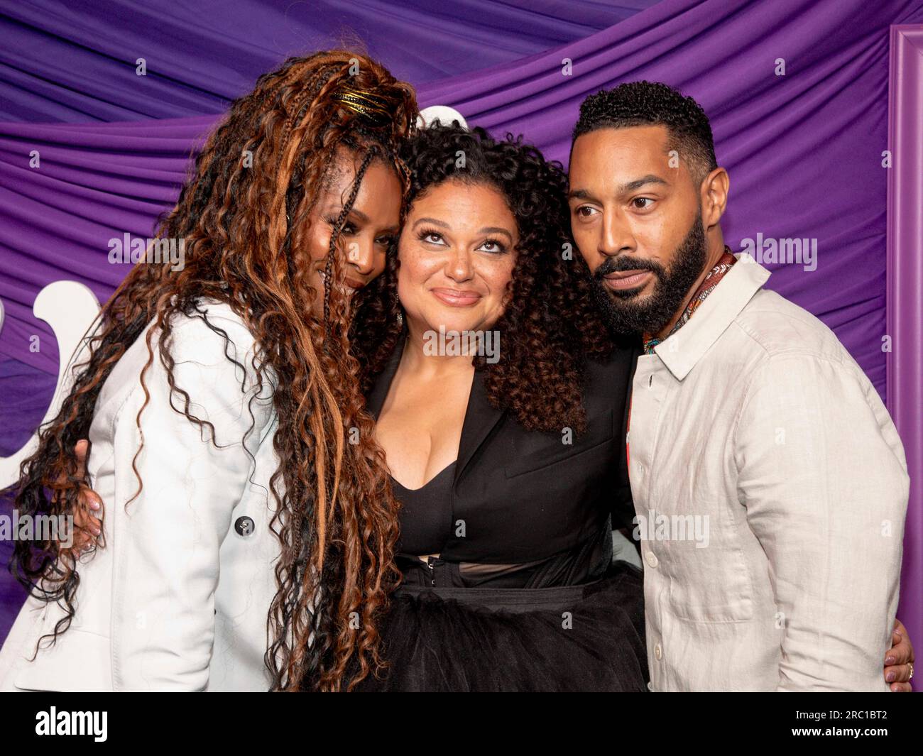 Actors Tasha Smith, from left, Michelle Buteau and Tone Bell attend the ...