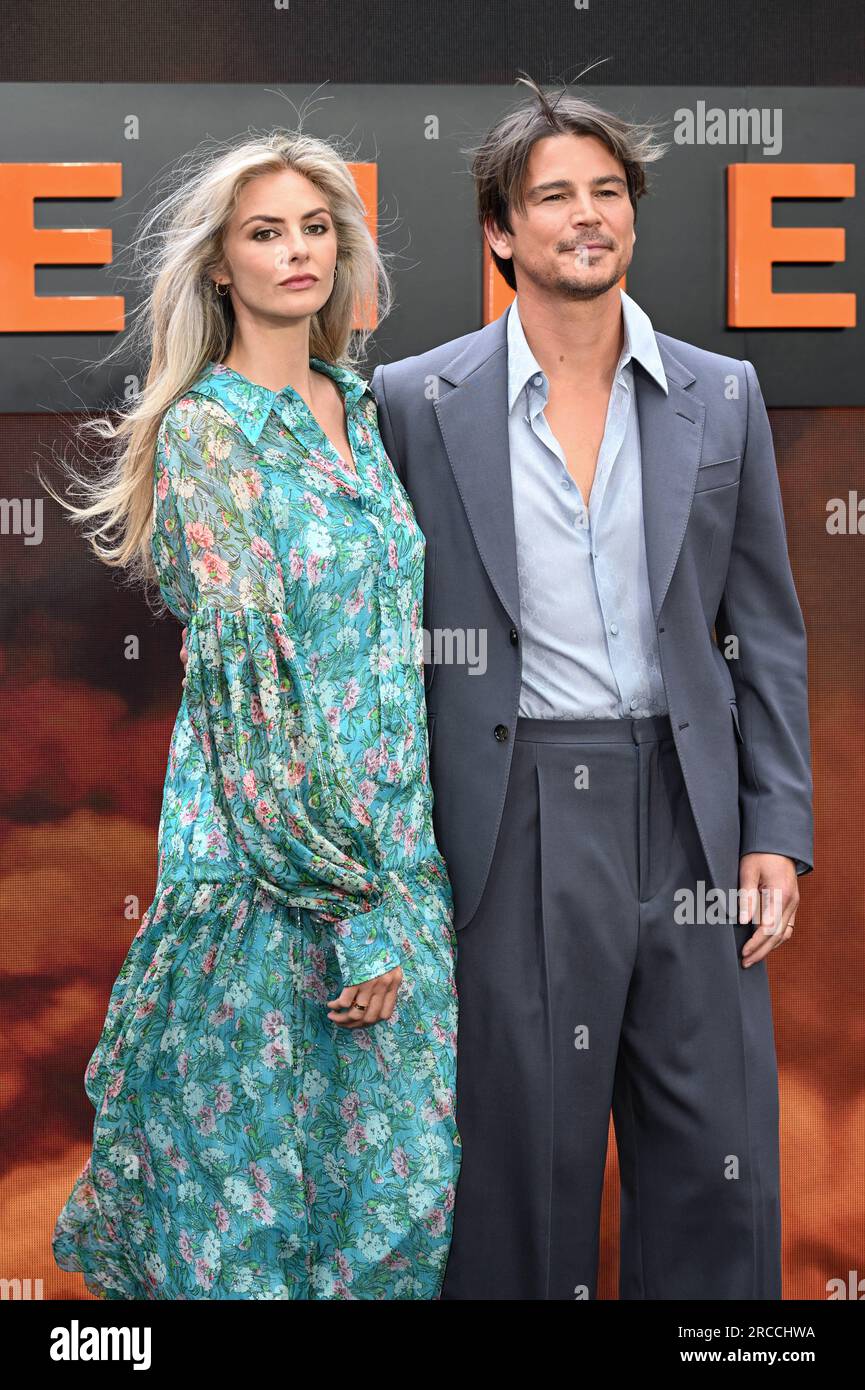 Londra, Regno Unito. 13 luglio 2023. Tamsin Egerton e Josh Hartnett all'Oppenheimer UK Premiere ...
