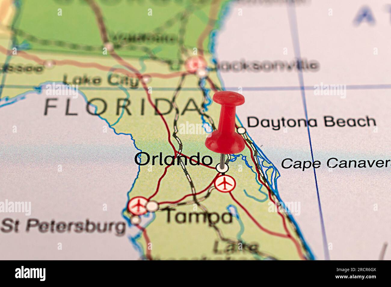 Mappa di Orlando. Mappa pin di Orlando. Primo piano della mappa di ...