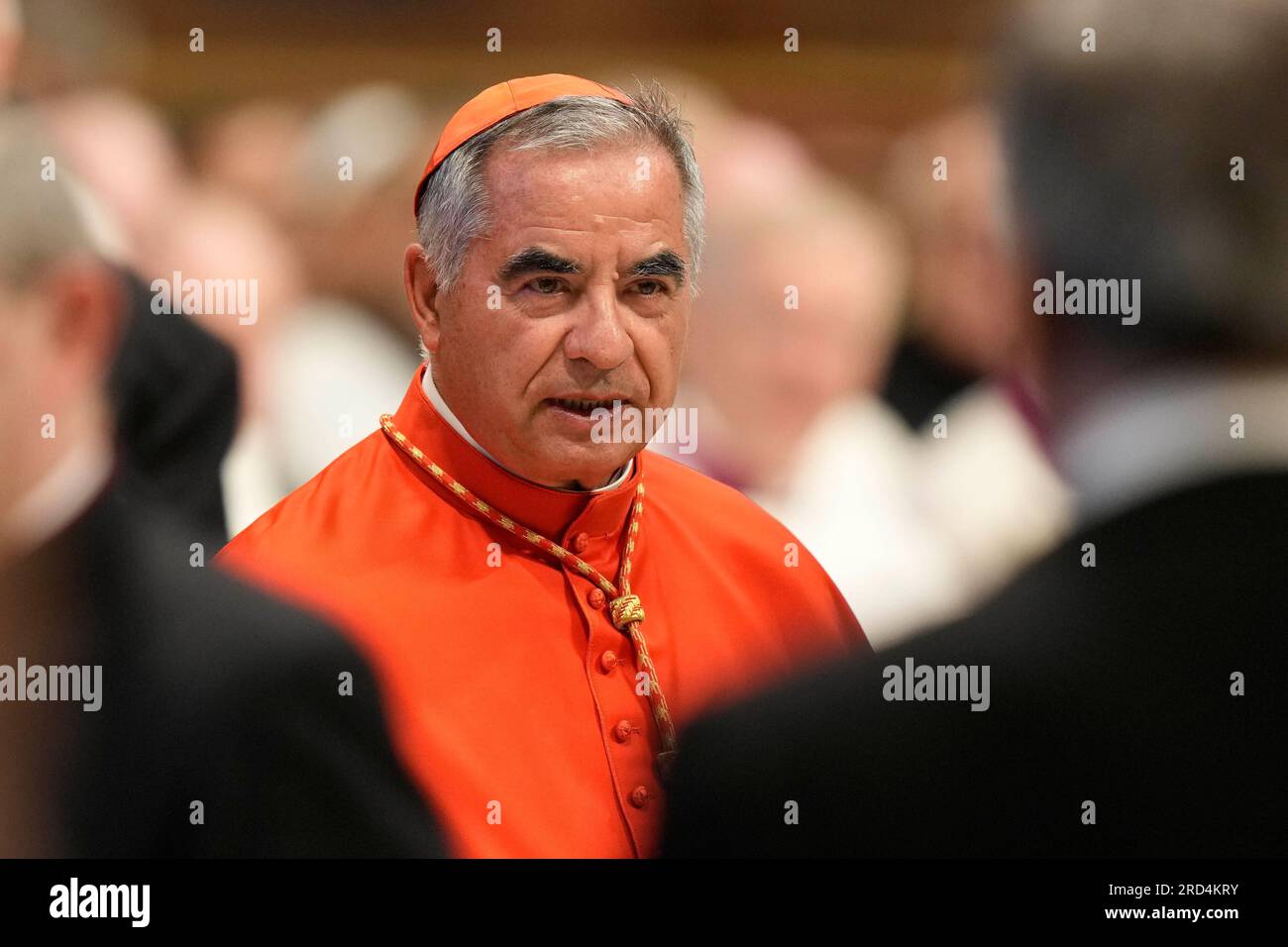 FILE - Cardinal Angelo Becciu attends the consistory inside St. Peter's ...