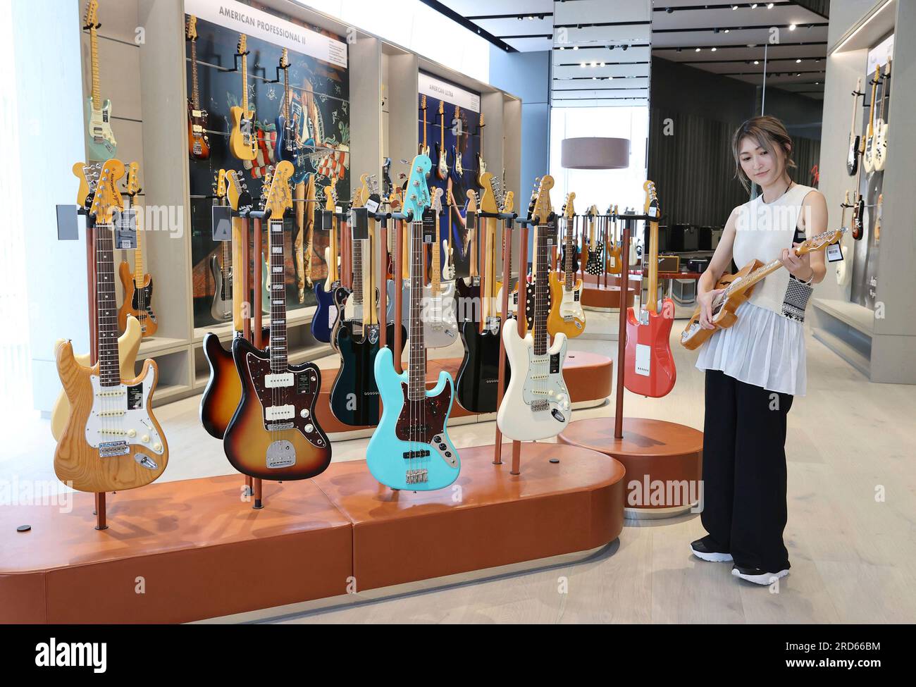 A photo shows FENDER FLAGSHIP TOKYO in Shibuya Ward, Tokyo on July 19, 2023. FENDER FLAGSHIP ...