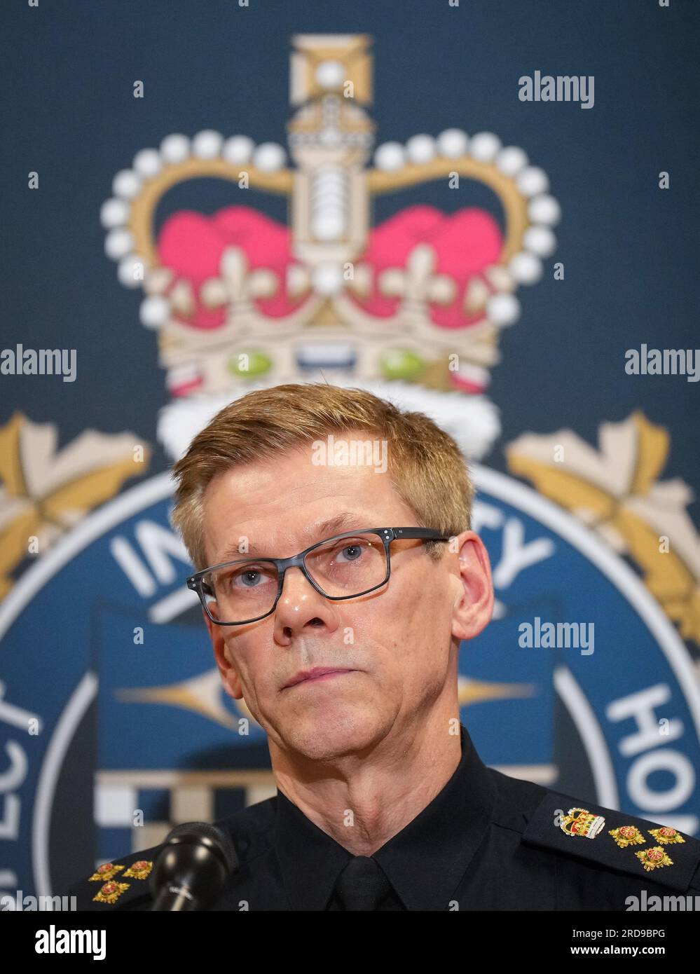 Surrey, Canada. 19 luglio 2023. Il capo della polizia di Surrey Norm ...