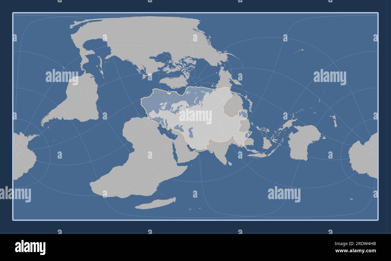 Placca tettonica eurasiatica sulla mappa del contorno solido nella ...