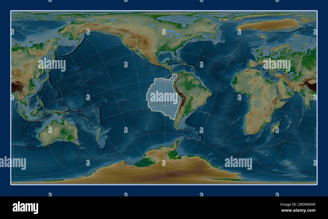 Placca tettonica di Nazca sulla mappa di elevazione fisica nella ...