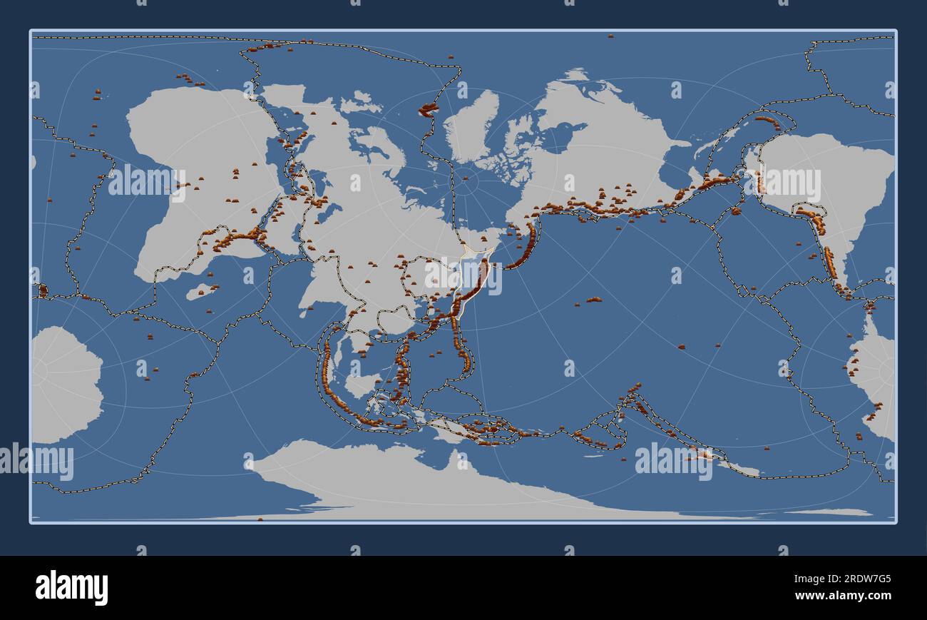 Piastra tettonica di Okhotsk sulla mappa di contorno solido nella ...