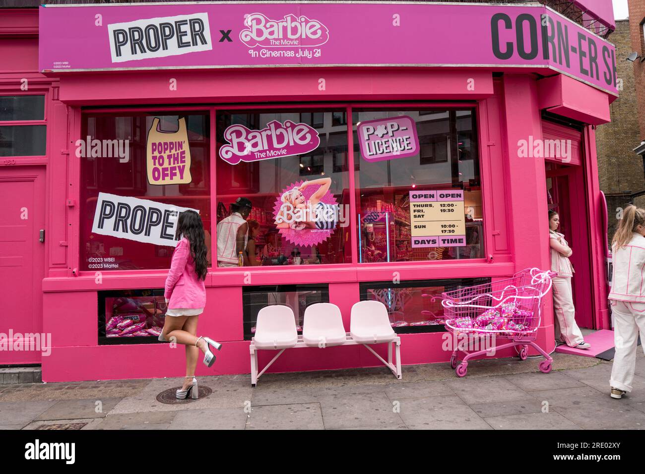 Barbie pop-up shop a Shoreditch Londra 21 luglio 2023 per promuovere il ...