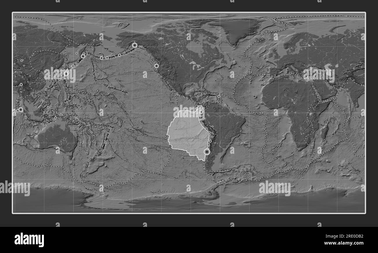 Placca tettonica di Nazca sulla mappa di elevazione bilivello nella ...