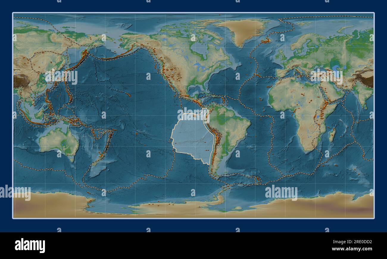 Placca tettonica di Nazca sulla mappa di elevazione fisica nella ...