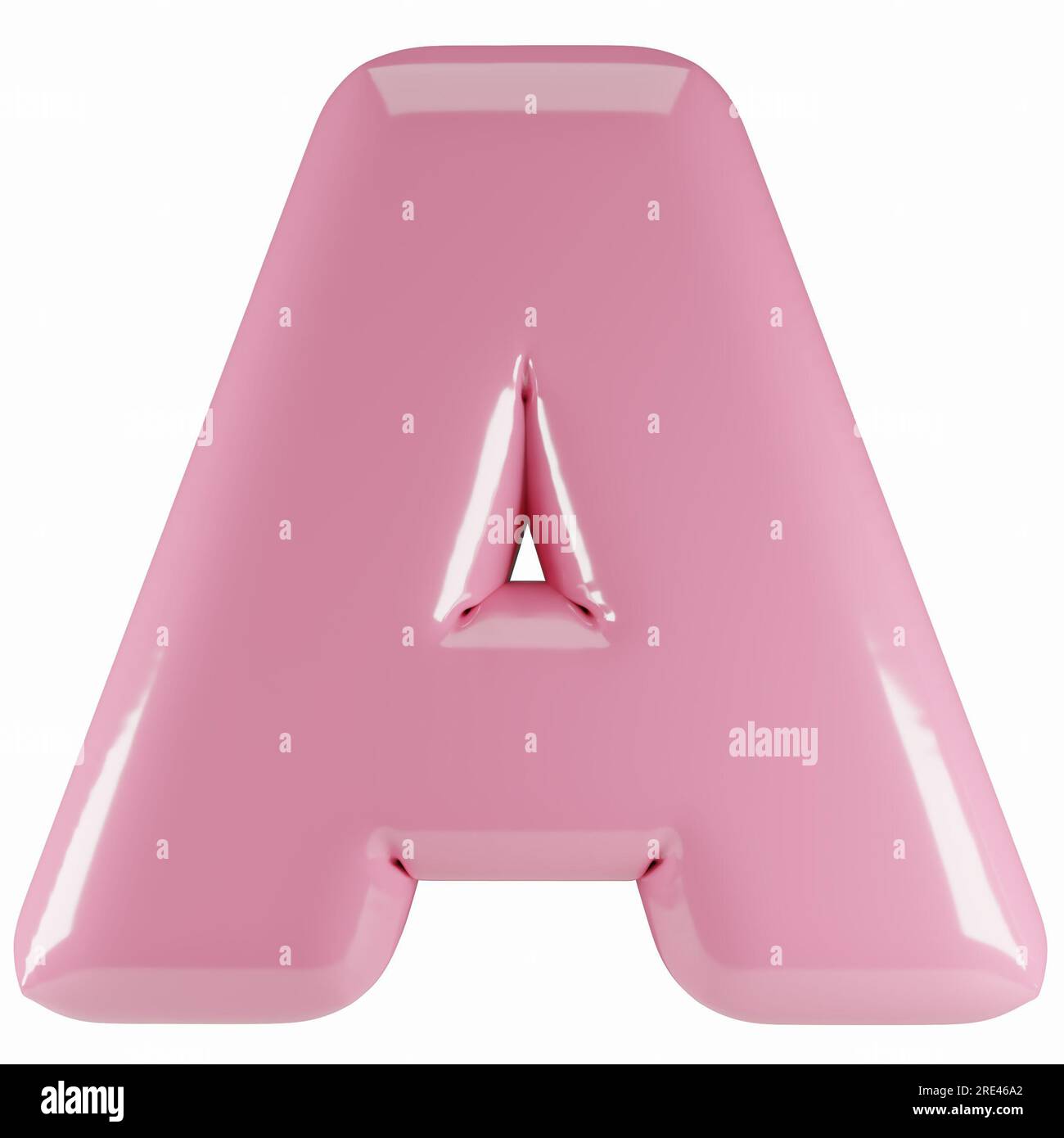 Illustrazione maiuscola lettera A rosa lucida gonfiata. Rendering 3D ...