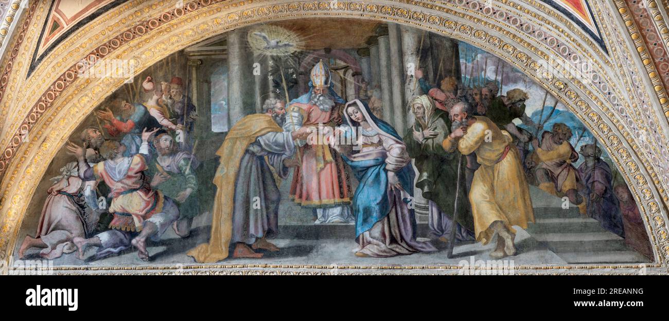 NAPOLI, ITALIA - 23 APRILE 2023: L'affresco delle nozze della Vergine ...