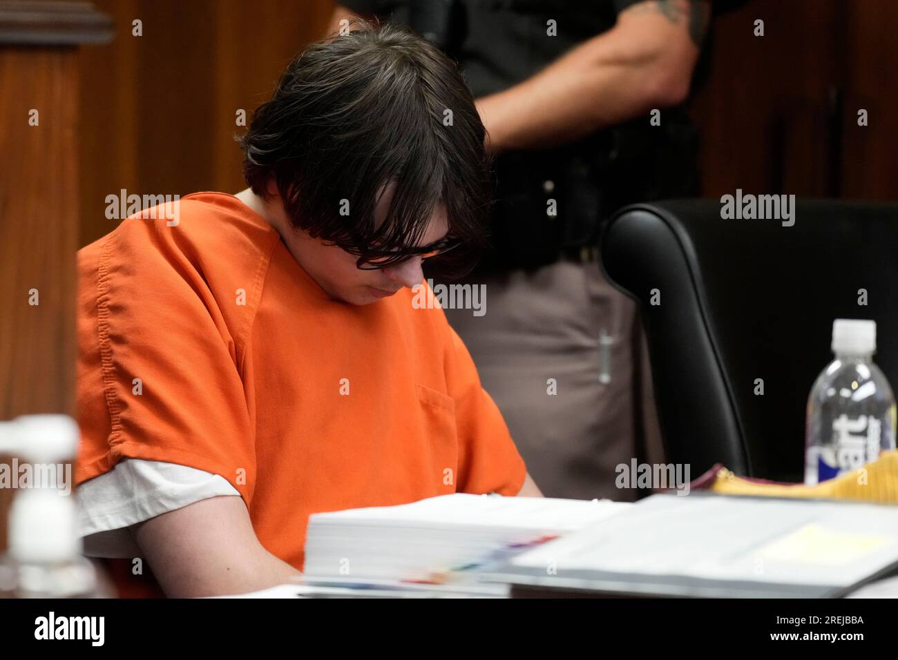 Ethan Crumbley sits in court, Thursday, July 27, 2023, in Pontiac, Mich ...