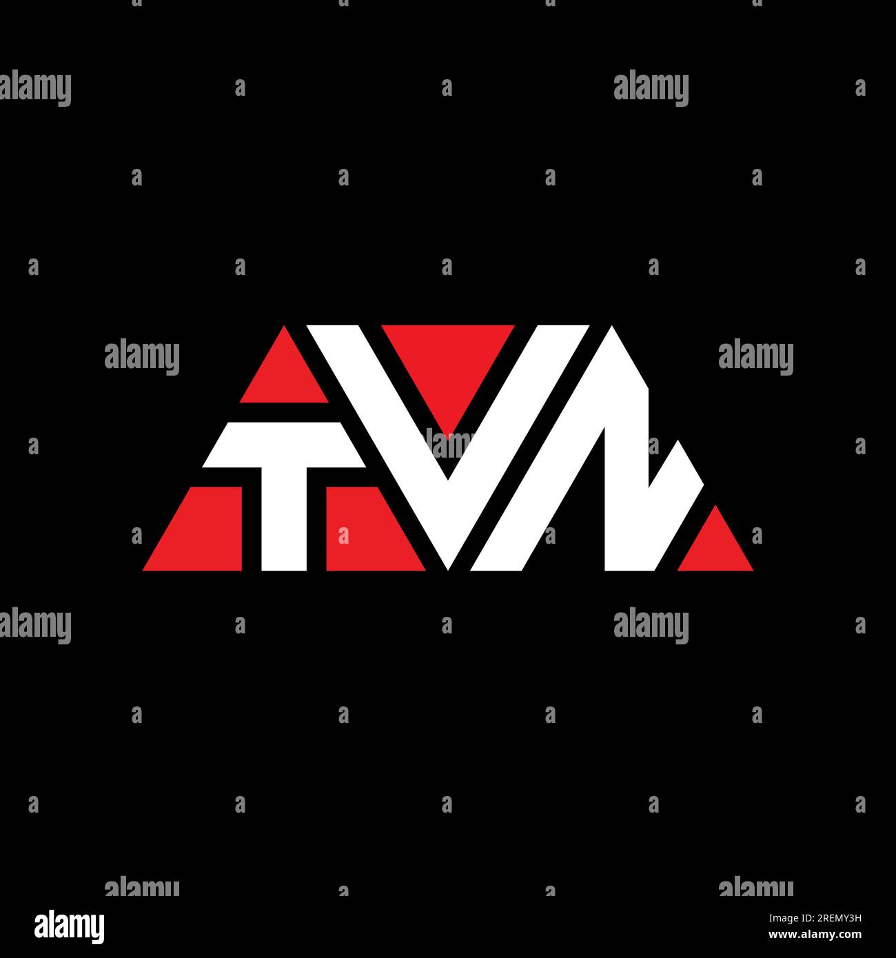 Logo TVN a lettera triangolare con forma triangolare. Monogramma di ...