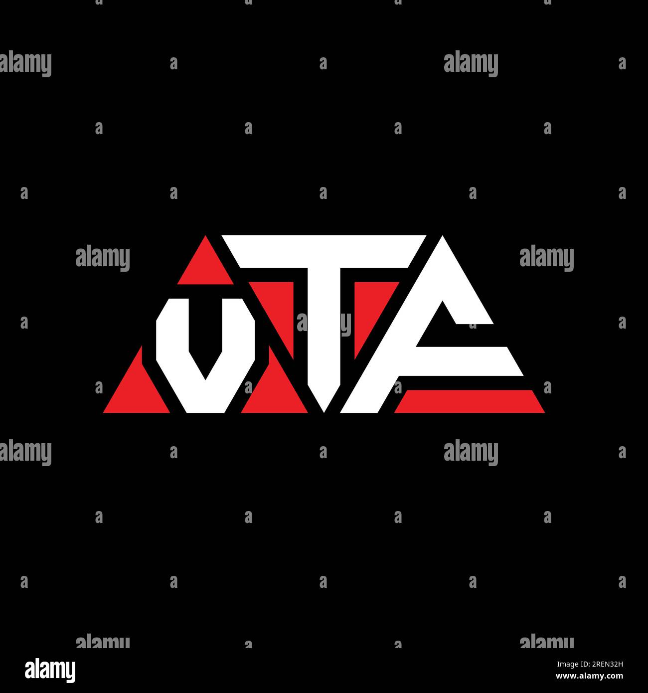 Logo VTF a lettere triangolari con forma triangolare. Monogramma di ...