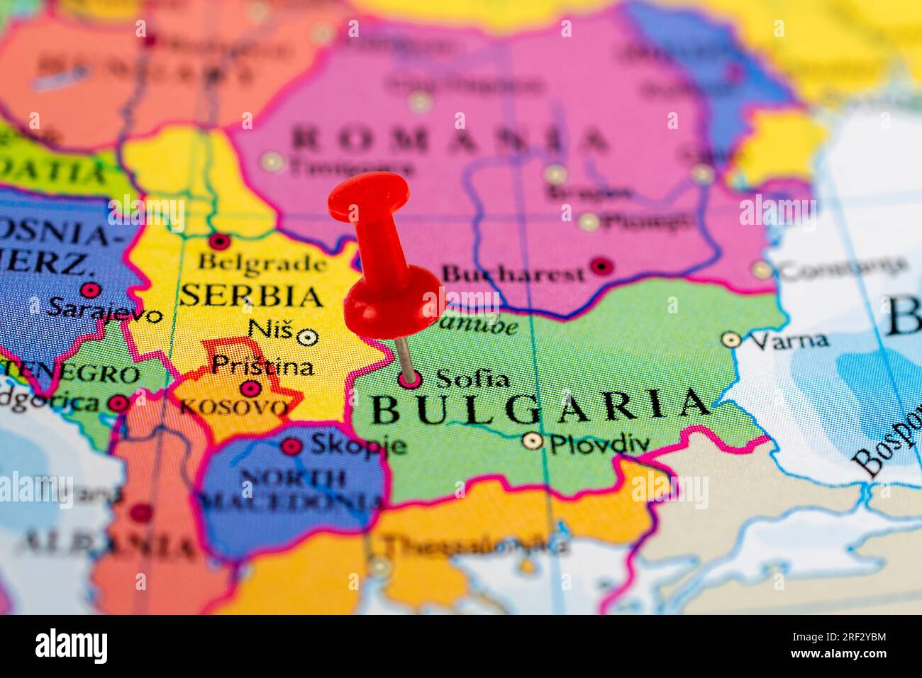 Mappa di Sofia. Mappa delle spille Sofia. Primo piano della mappa di ...