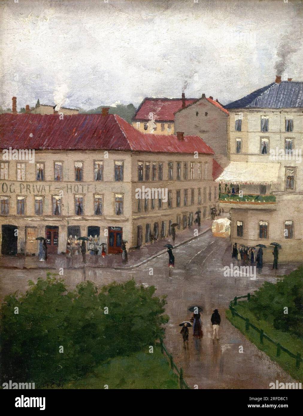 Street Corner in Karl Johan, Grand Café 1883 di Edvard Munch Foto stock ...