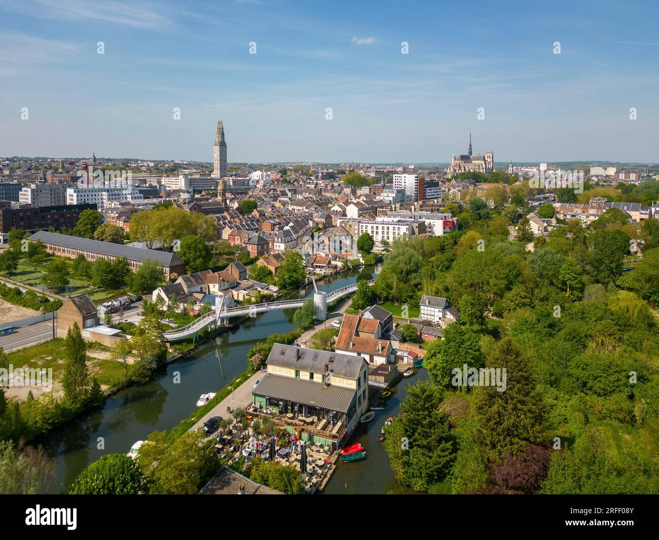 Francia, somme, Vallée de la somme, Amiens, passerella pedonale l ...