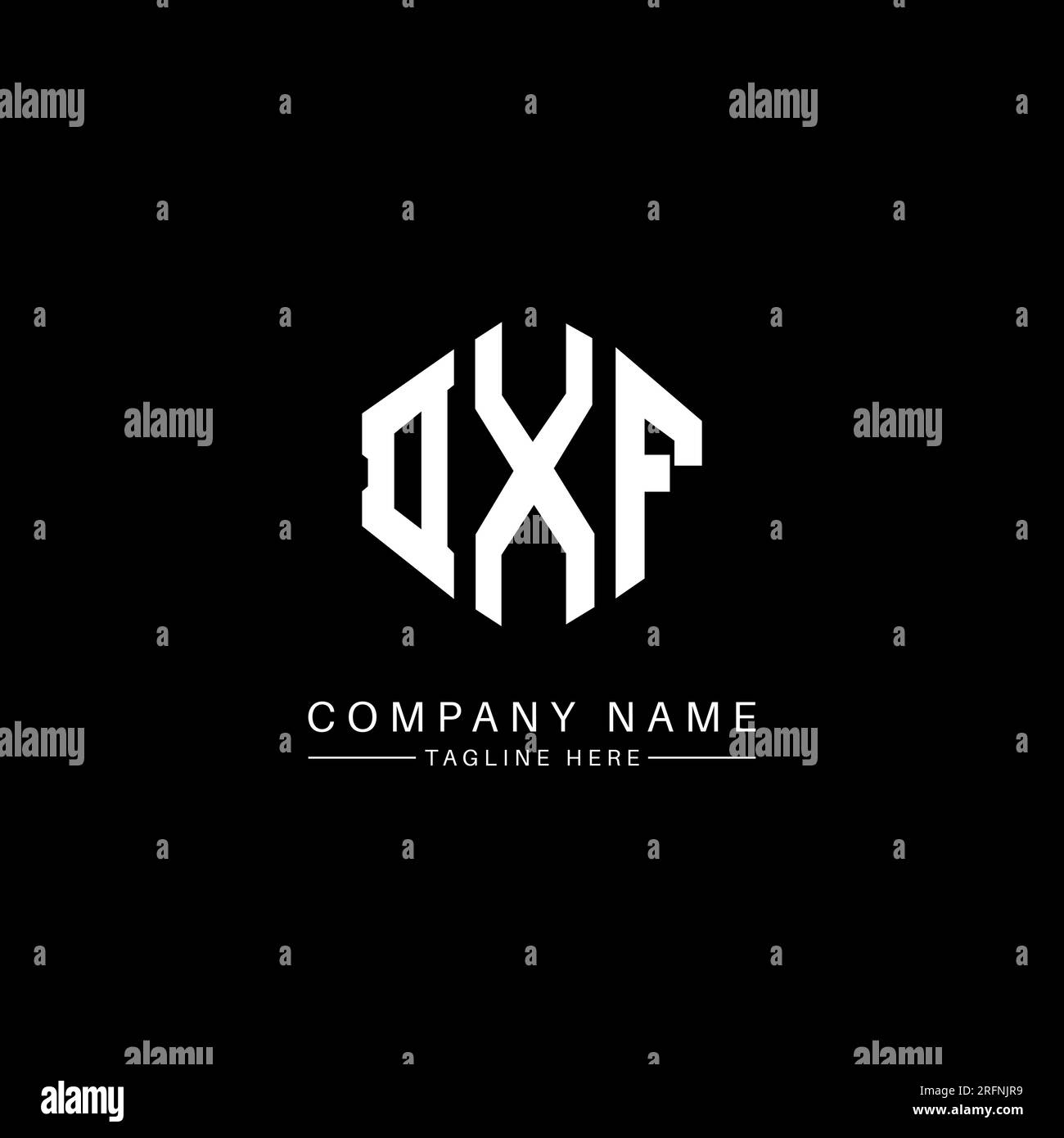 Logo DXF Letter con forma poligonale. Design del logo con forma a cubo ...