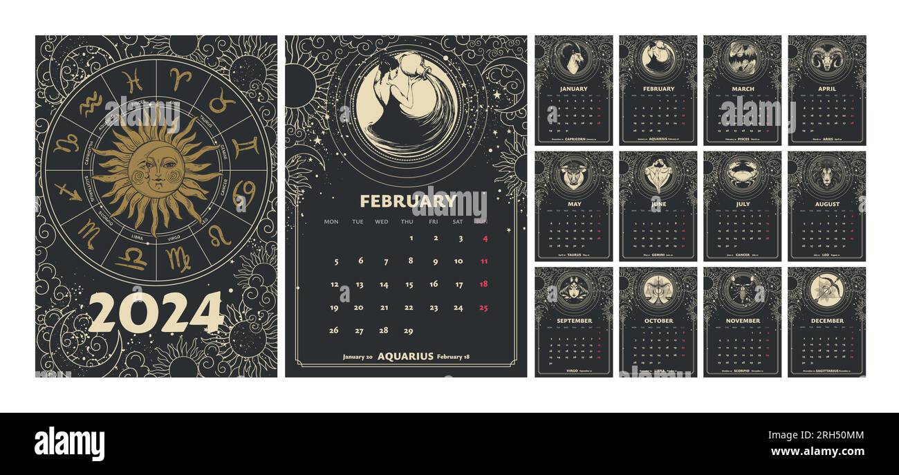 Il calendario dei segni zodiacali inizia 2024 settimane il lunedì, i ...
