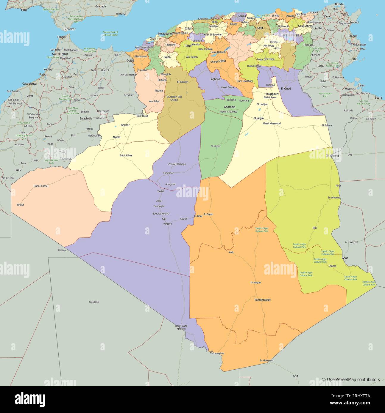 Mappa fisica algeria Immagini Vettoriali Stock - Alamy