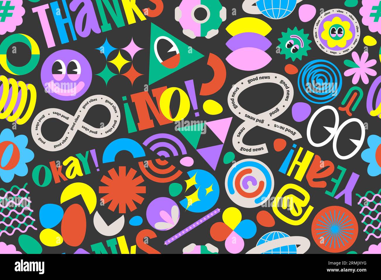 Motivo delle etichette scanalate. Adesivi retrò dei Cartoon degli anni ...