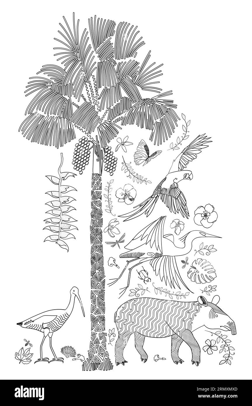 Gli animali della pianura disegno Foto e Immagini Stock in Bianco e ...