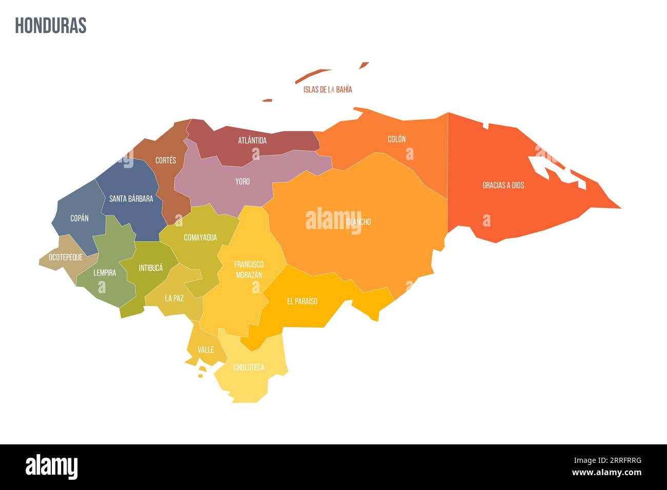 Mapa de honduras con division politica immagini e fotografie stock ad ...