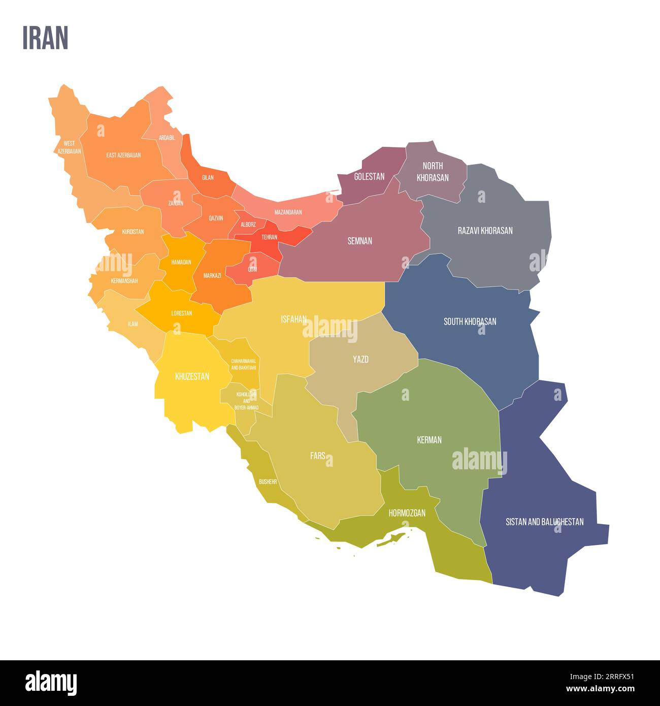 Mappa politica dell'Iran delle divisioni amministrative - province ...
