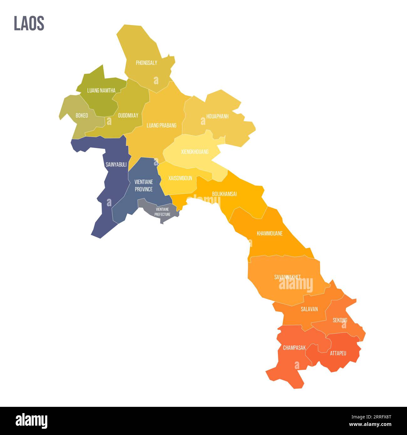 Mappa politica del Laos delle divisioni amministrative - province e ...