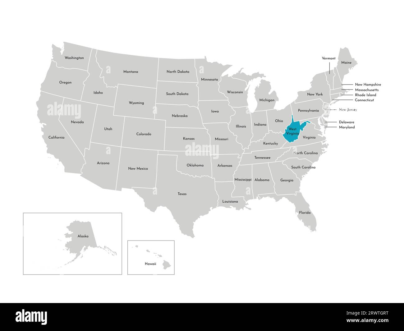 Mappa dello stato della virginia Immagini Vettoriali Stock - Alamy