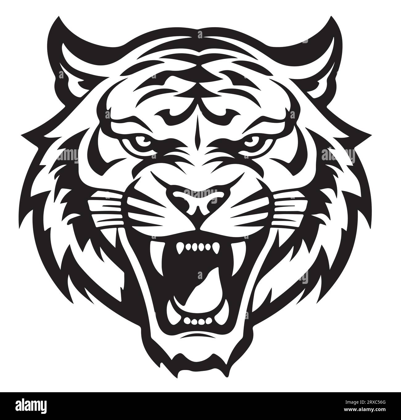 Stemma della testa di tigre disegno disegnato a mano animali da safari ...