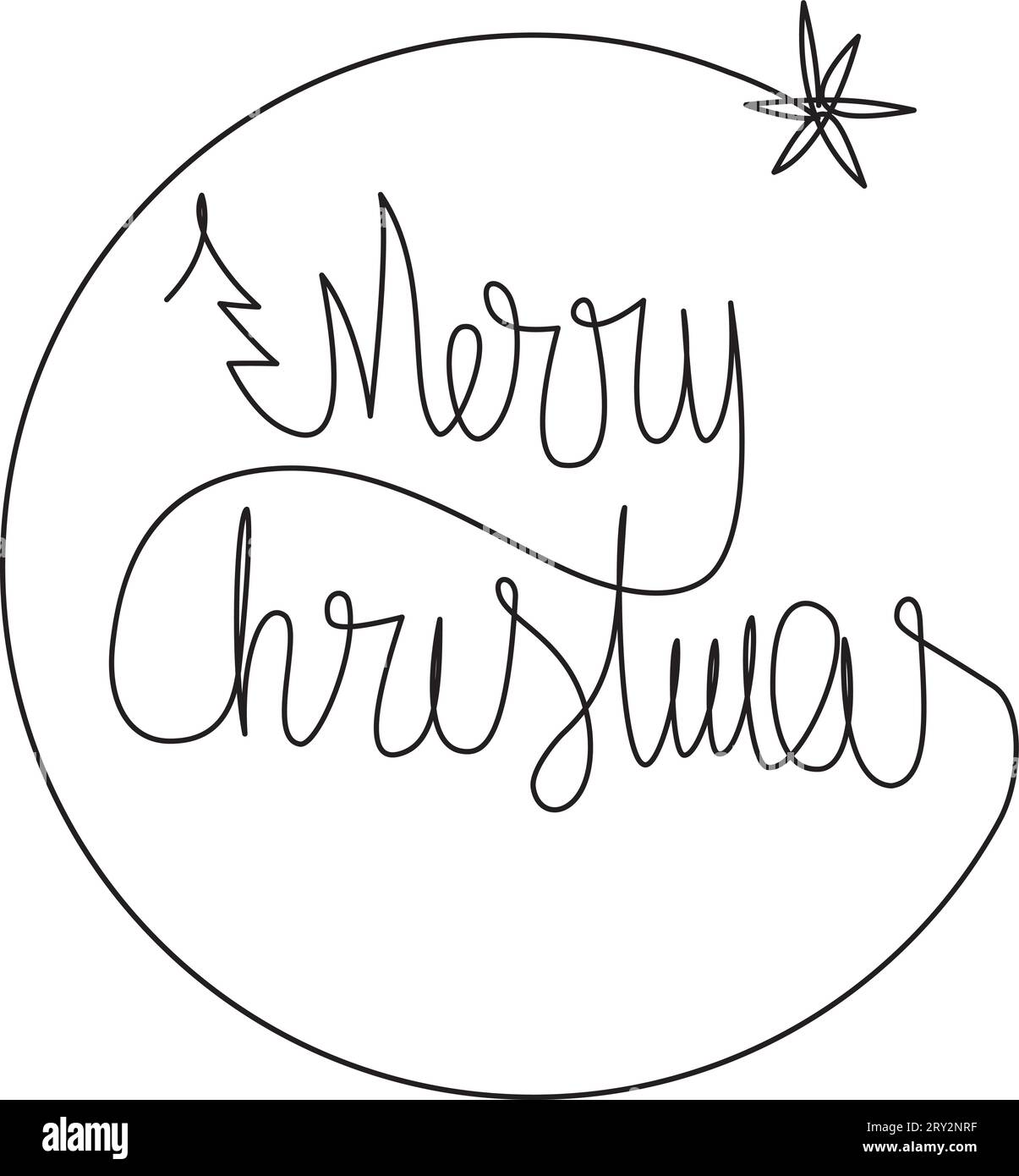 BUON NATALE CON iscrizione scritta a mano, albero di Natale stilizzato ...