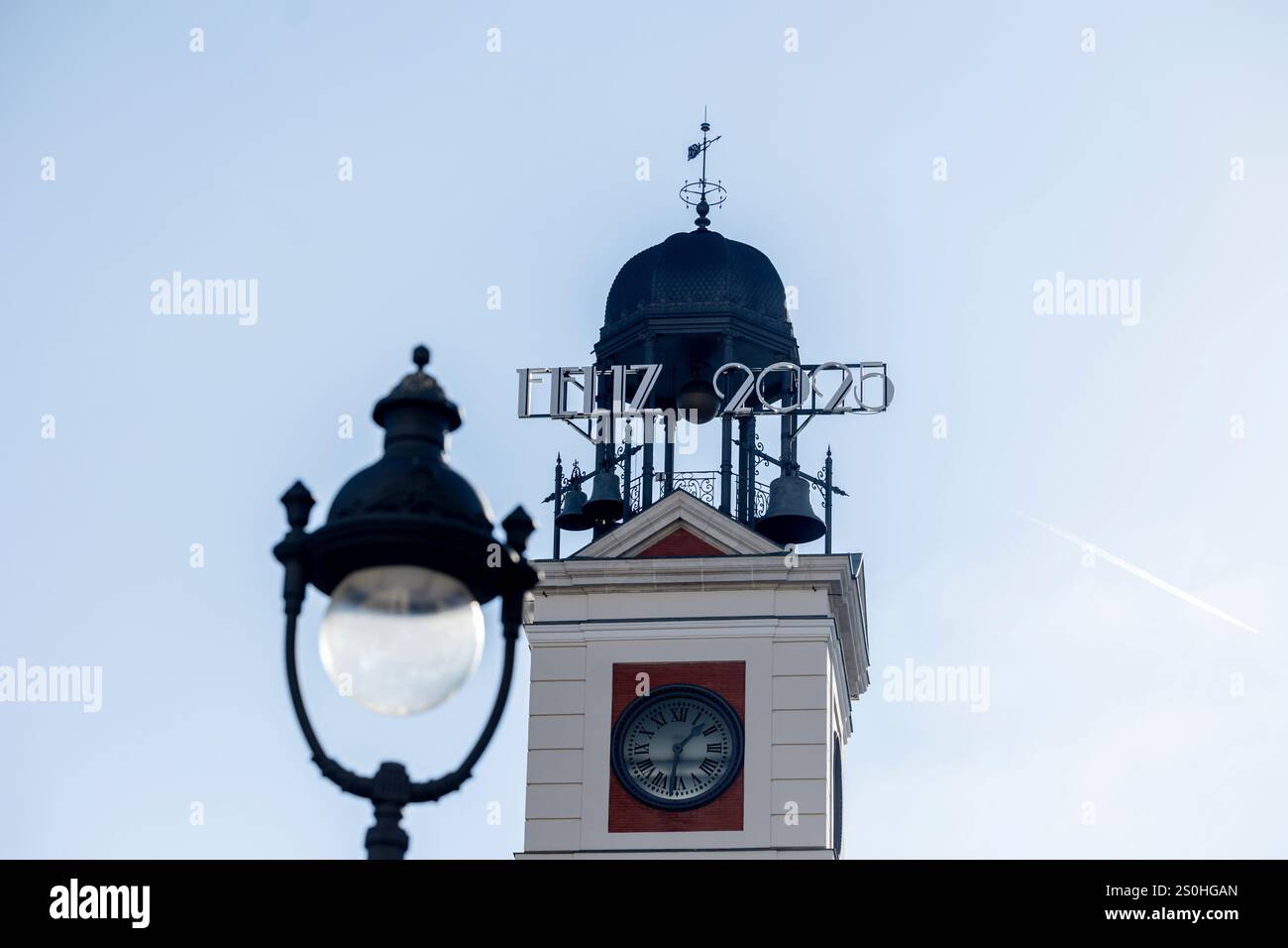 The illuminated sign reading 'Happy 2025' placed for the New Year's Eve ...